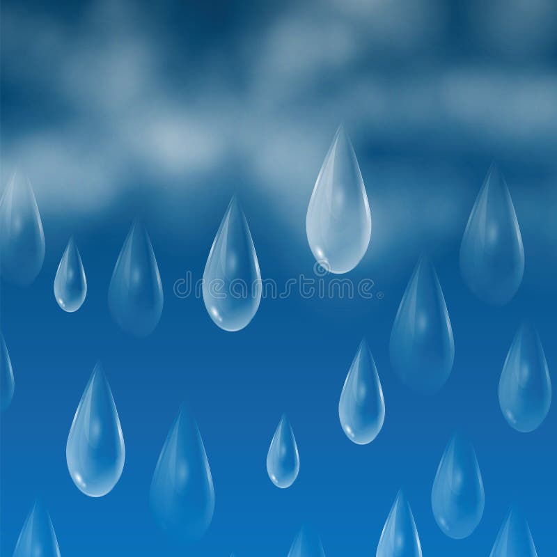 Fondo Con Le Gocce Di Pioggia E Le Nuvole Illustrazione Vettoriale ...