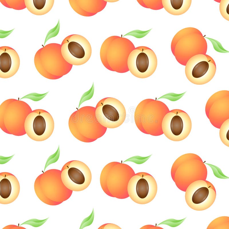 Fondo Con Le Pesche Succose, Intero E Mezzo Illustrazione Vettoriale ...