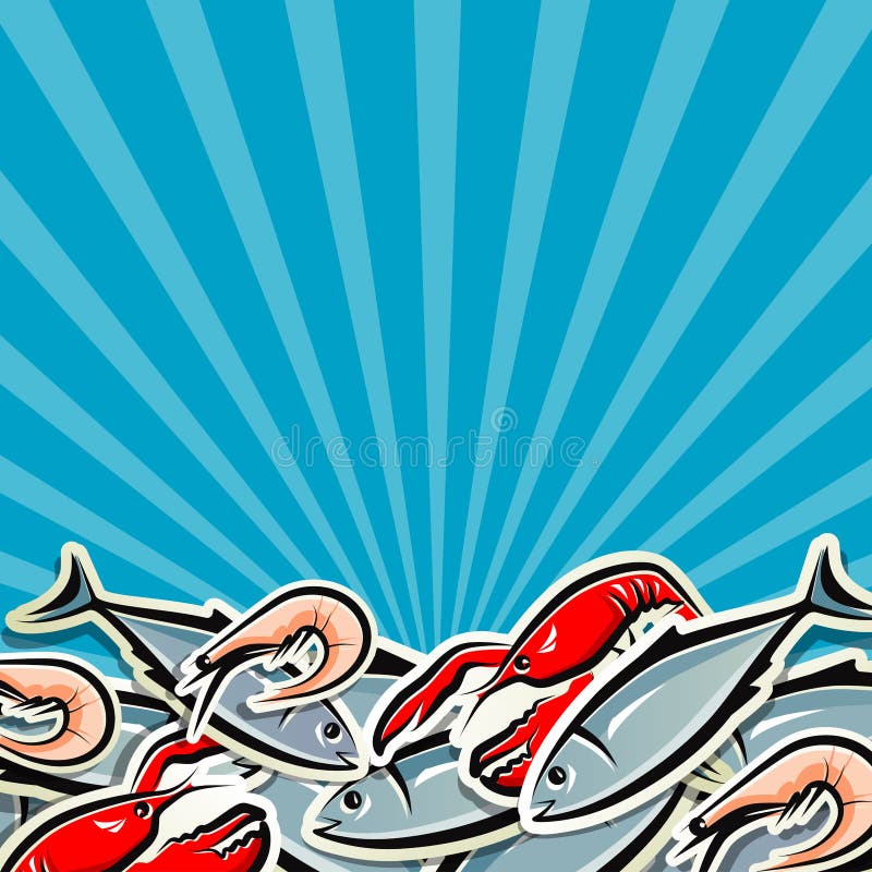Fondo con los mariscos stock de ilustración. Ilustración de fresco ...