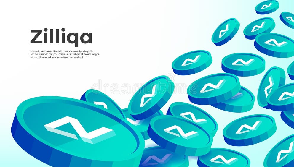 Fondo De Banner De Concepto De Criptodivisa Zilliqa Zil Ilustración del ...