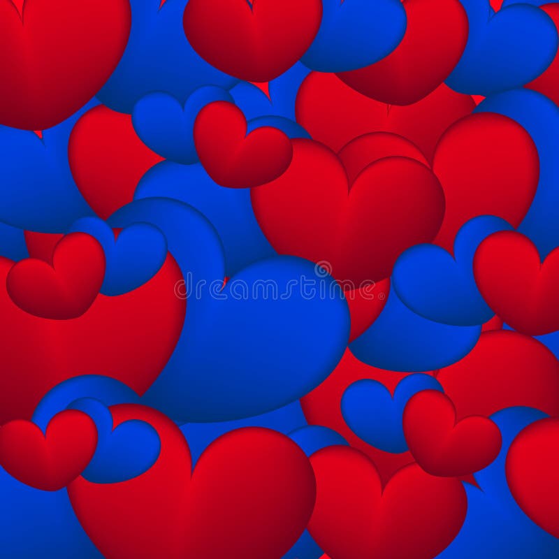 Fondo De Corazones Azules Y Rojos Ilustración del Vector - Ilustración ...
