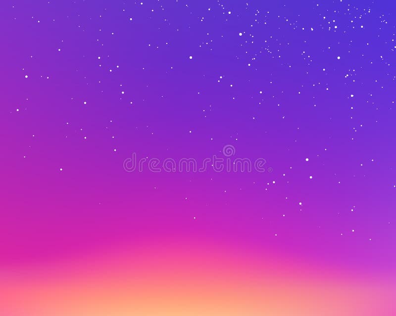 Fondo De Gradiente Vectorial Del Cielo Con Atardecer Violeta Estrellado ...