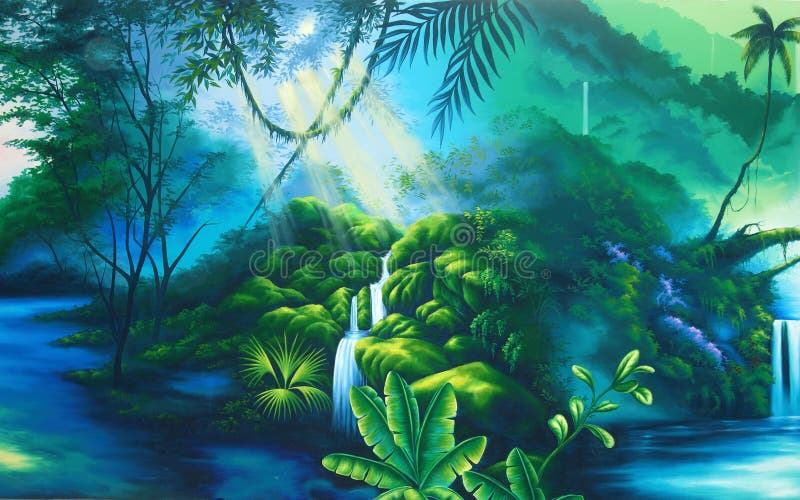 Fondo de la selva tropical stock de ilustración. Ilustración de ...