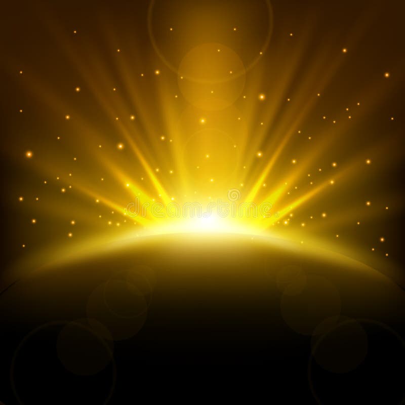 Tierra Con Los Rayos De Oro Stock de ilustración - Ilustración de ...