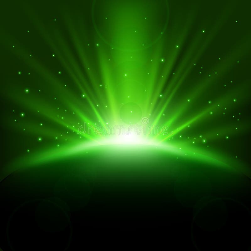 Fondo De Levantamiento De Los Rayos Verdes Con Las Chispas Ilustración ...