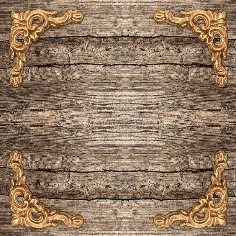 Fondo De Madera Rústico Con La Esquina De Oro Foto de archivo - Imagen ...
