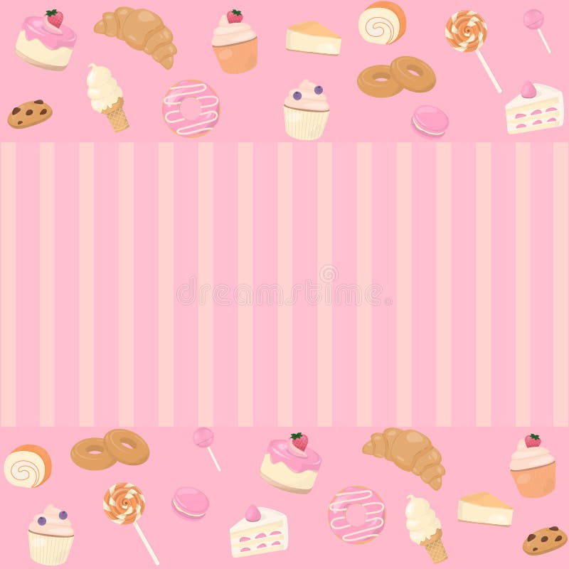 Fondo De Panadería De Postres Rosa Y Dulce Ilustración del Vector - Ilustración de colorido ...