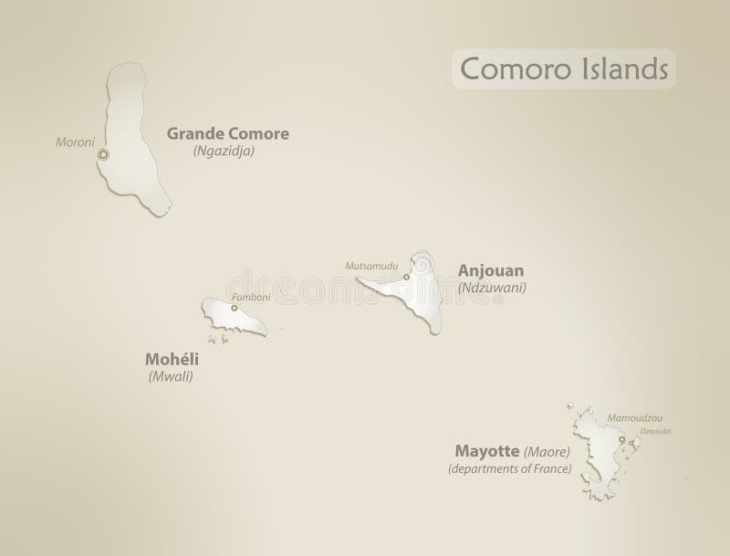 Esquema Del Mapa De Las Islas Del Comoro Ilustración del Vector ...