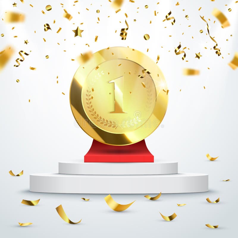 Medaglia D'oro Per Il Primo Posto Isolata. Icona Vettoriale Di Un ...