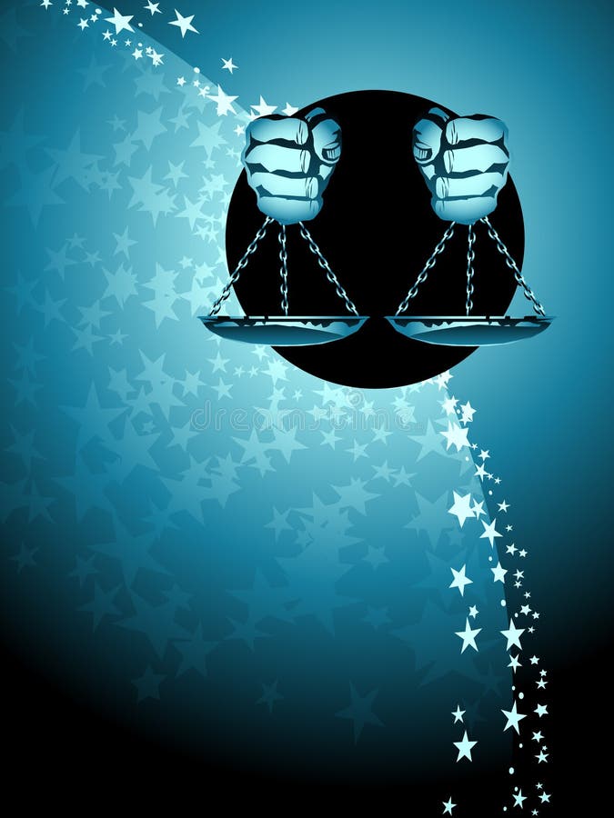 Libra Zodiac Signo Rojo Azul. Fondo Del Cielo Nocturno Abstracto Stock ...