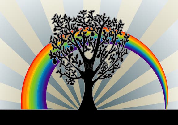 Fondo Del árbol Con El Arco Iris Ilustración del Vector - Ilustración de vector, agricultura ...