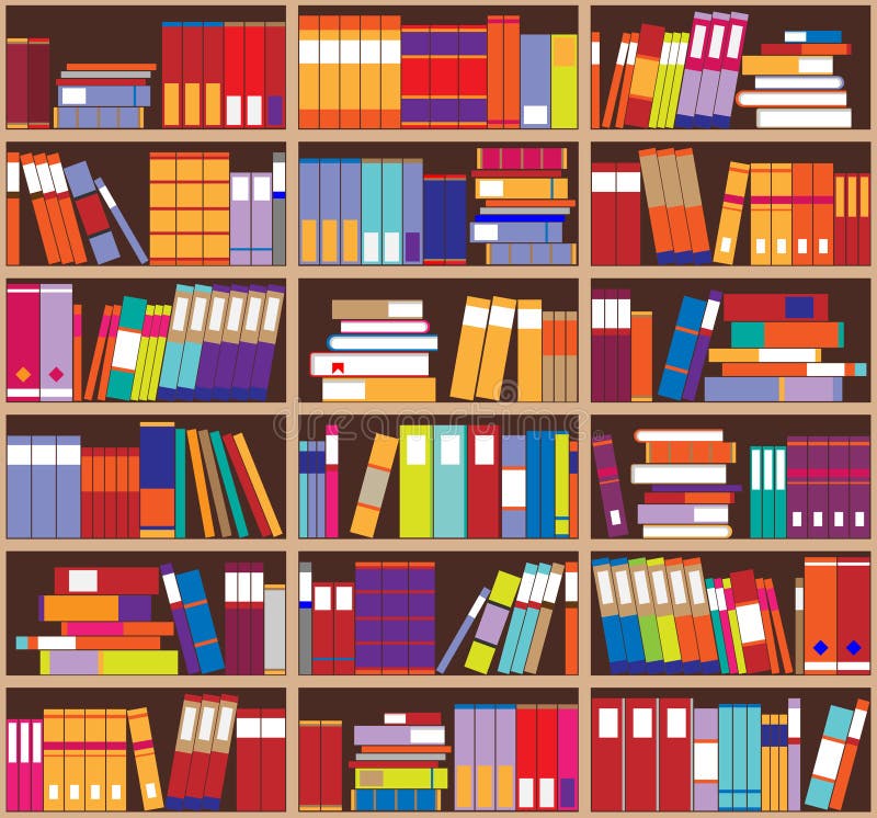Fondo Dello Scaffale Per Libri Scaffali in Pieno Dei Libri Variopinti ...