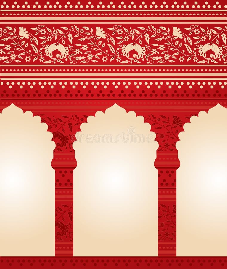 Fondo Floral Indio Rojo Tradicional Del Templo Ilustración del Vector ...