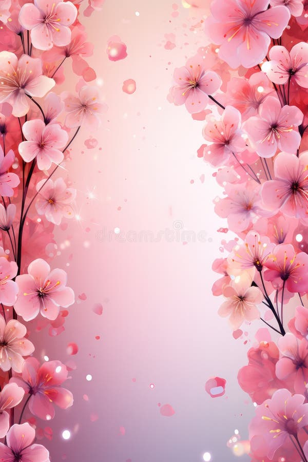 Fondo Floral Rosa Con Muchas Flores Rosas Stock de ilustración ...