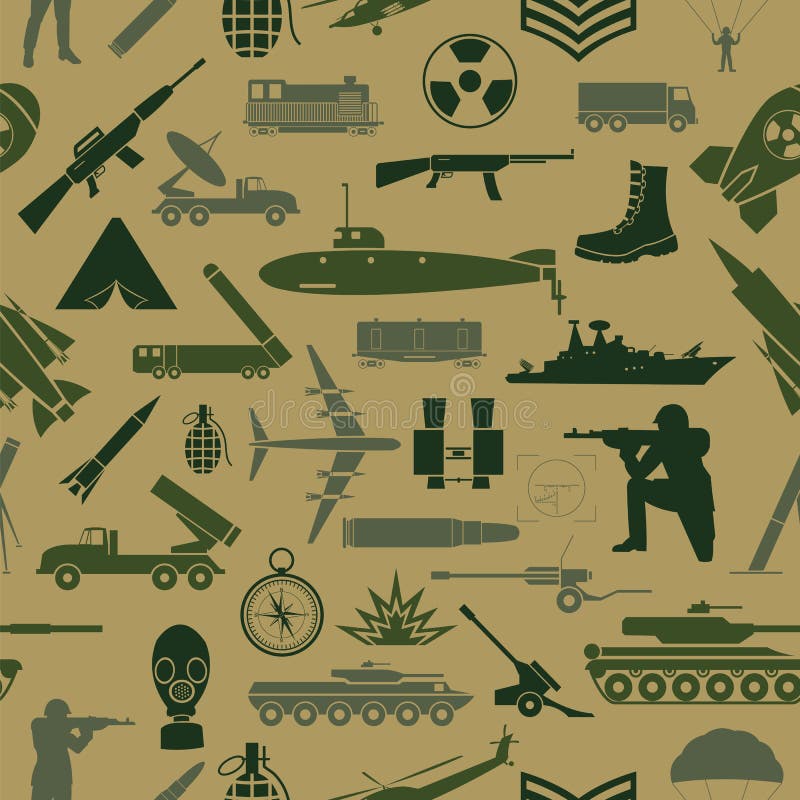 Fondo Militar Modelo Inconsútil Elementos Militares Ilustración del ...