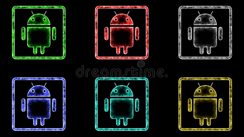 Fondo Negro Colorido Del Icono De Android Imagen editorial ...