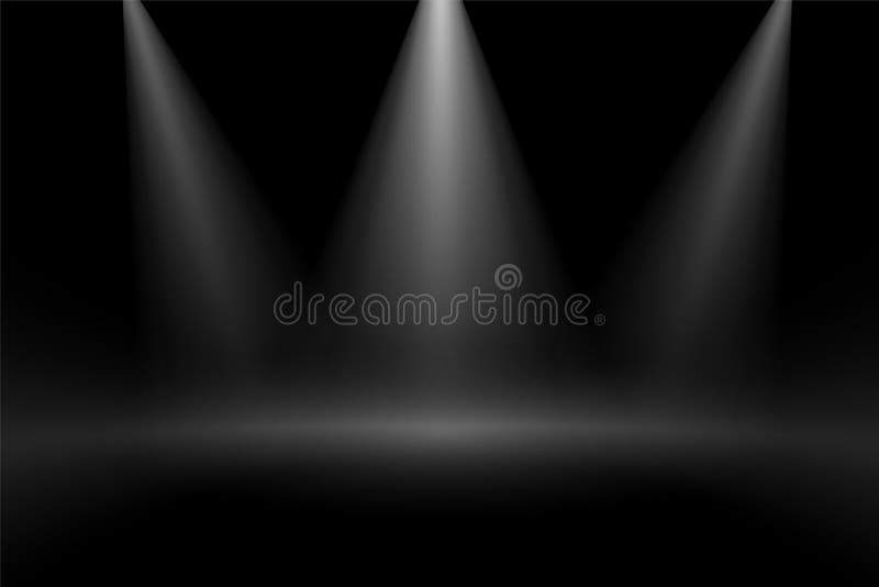 Fondo Negro Con Efecto De Tres Luces Focales Ilustración del Vector ...