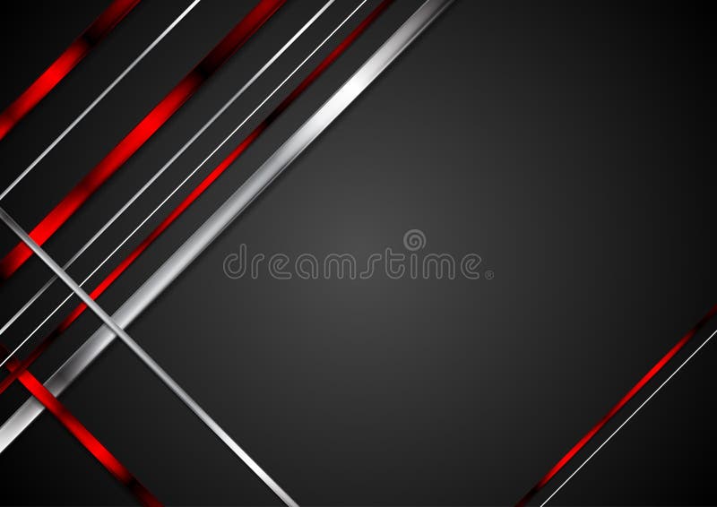 Fondo Negro Con Las Rayas Rojas Y Metálicas Ilustración del Vector ...