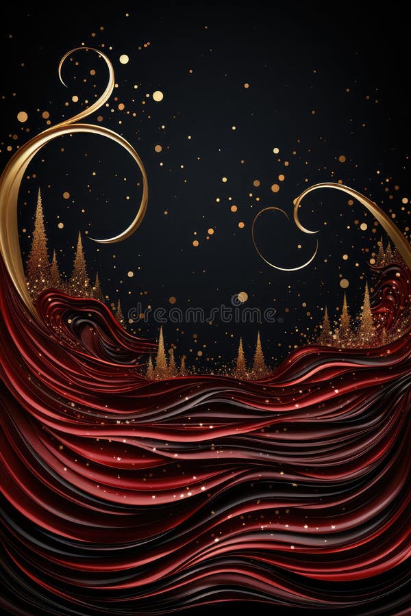 Fondo Negro Con Olas Rojas Y Doradas Stock de ilustración - Ilustración ...