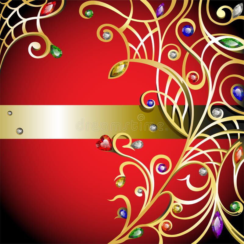 Fondo rojo con oro jewerly ilustración del vector. Ilustración de joya ...