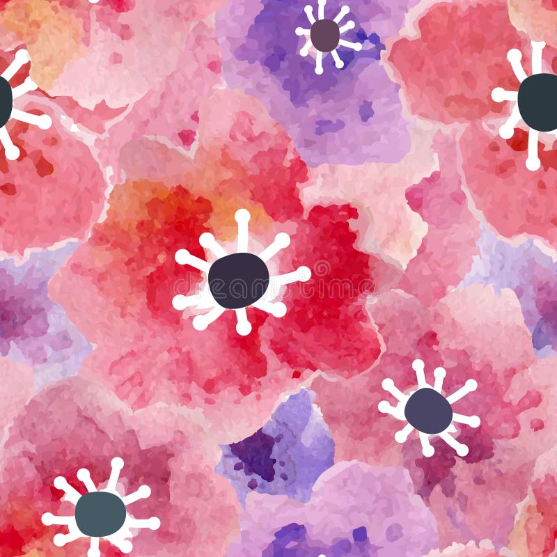 Fondo Sin Fin Del Vector Con Las Amapolas Y Ilustración del Vector ...