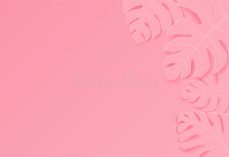 Fondo Tropical Rosa Con Hojas De Monstera Ilustración del Vector ...