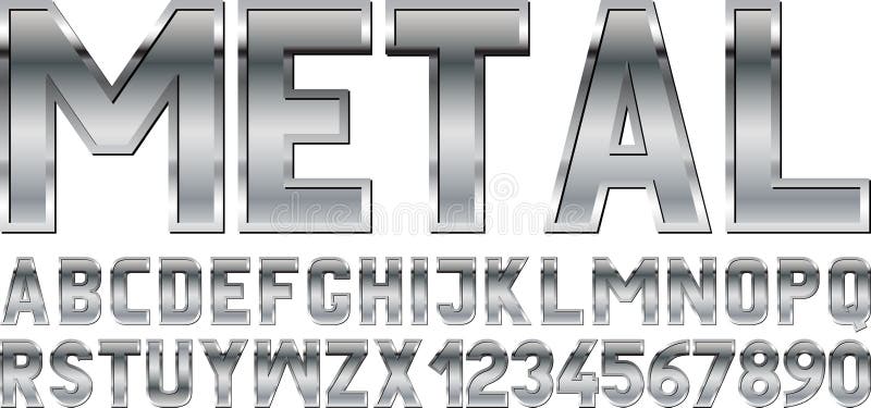 Font ilustração do vetor. Ilustração de fonte, metal - 113687542