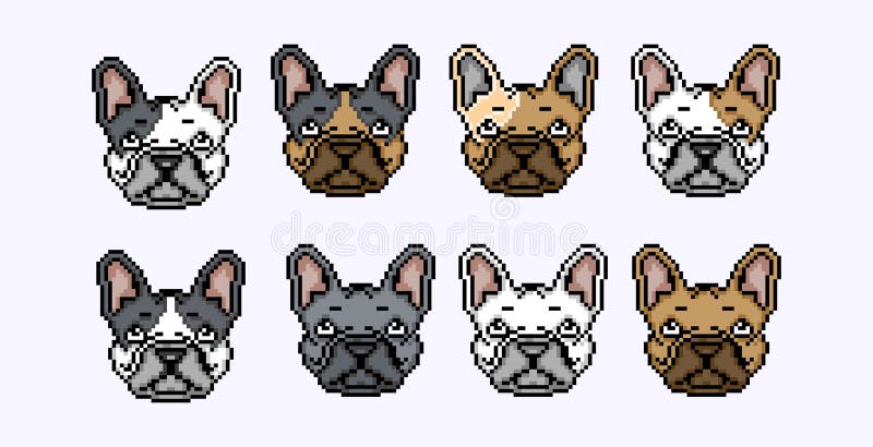 Set of Dog Heads Pixel Art, Vector of Several Models of Dog Heads ...