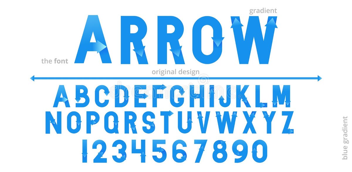 Font Alphabet Design Blue Gradient Arrow Stock Illustrations – 187 Font Alphabet Design Blue ...
