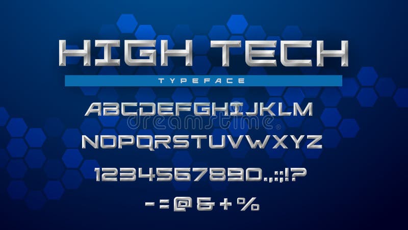 Font Alphabet, High Tech Type, Digital Technology Stock Vector ...