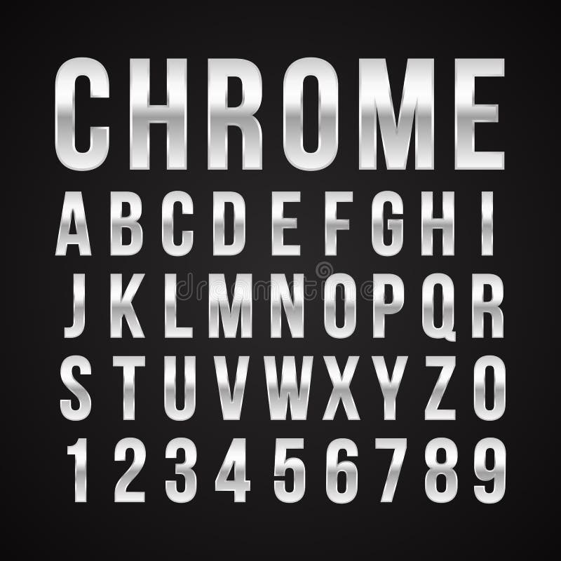 Font Alphabet and Number Chrome Effect Vector Stock Vector ...