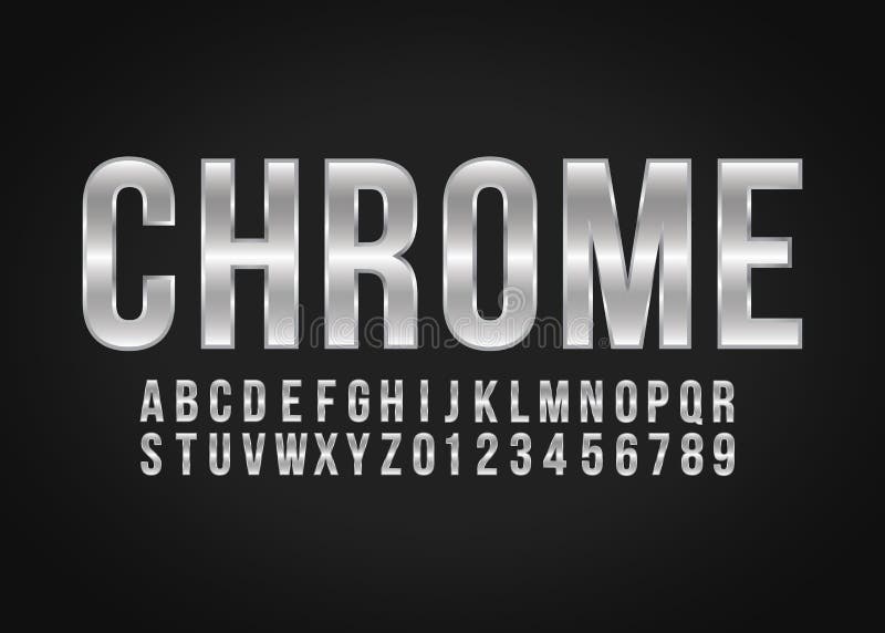 Font Alphabet and Number Chrome Effect Vector Stock Vector ...