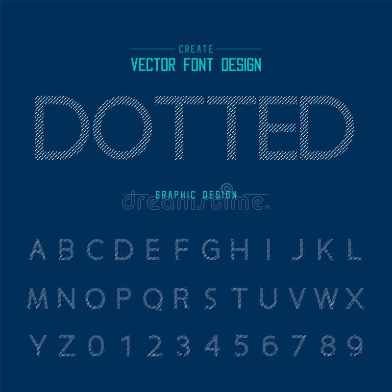 Dotted Font and Alphabet Vector, Design Typeface and Number, Graphic ...