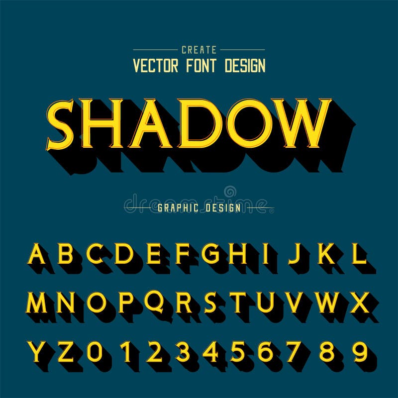 Font and Alphabet Vector, Shadow Idea Letter Typeface and Number Design ...