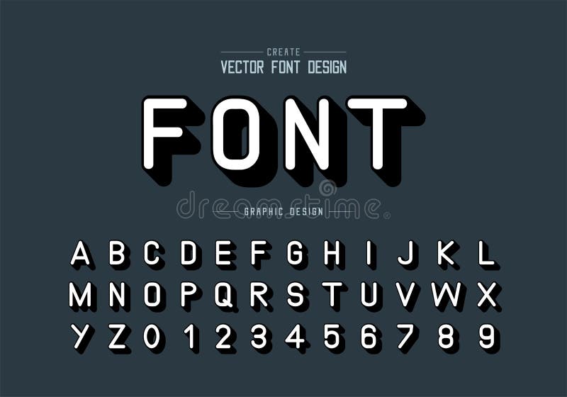 Font And Alphabet Vector, Shadows Typeface Letter And Number Design ...