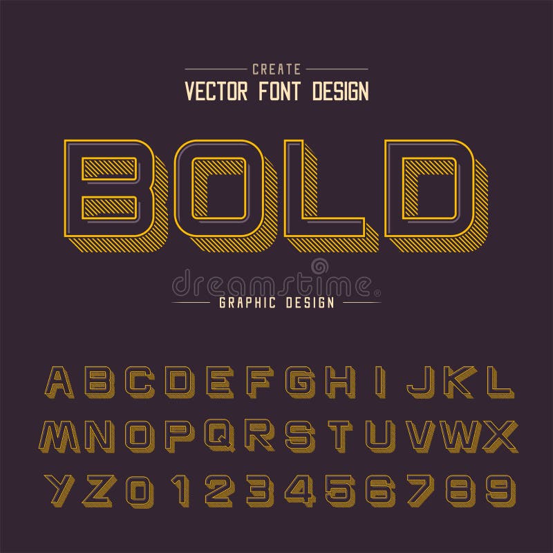 Line Shadow Font and Alphabet Vector, Typeface and Number Design ...