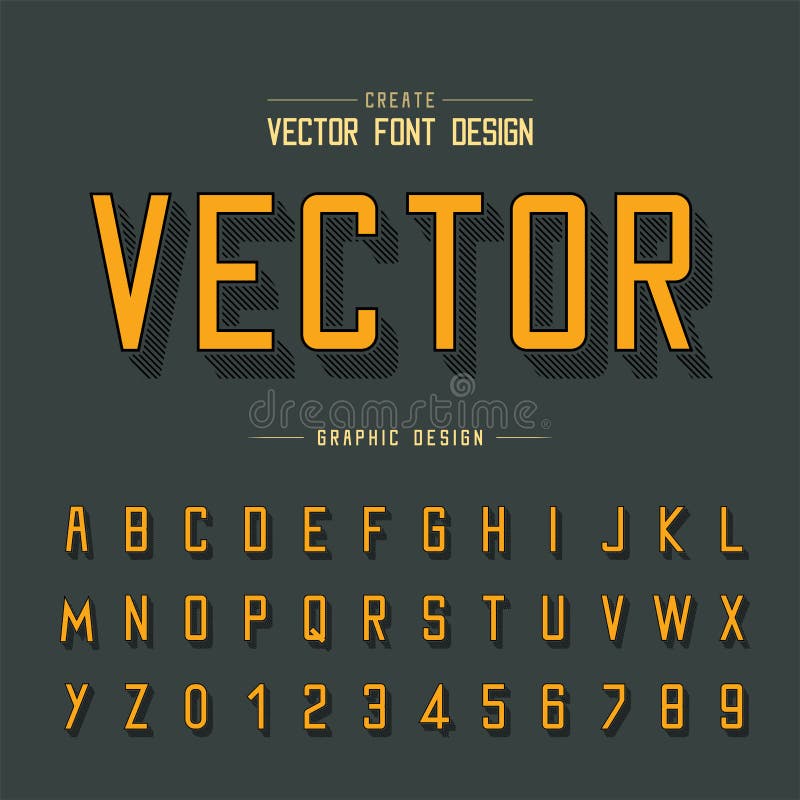 Line Shadow Font and Alphabet Vector, Typeface and Letter Number Design ...