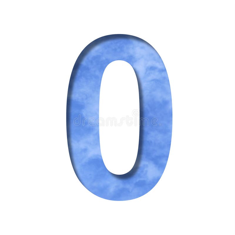 Font on Blue Sky. the Digit Zero, 0 Cut Out of Paper on a Background of ...