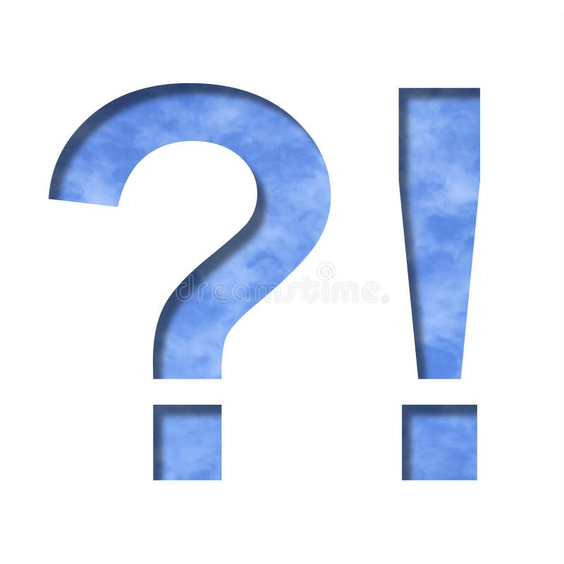 Font on Blue Sky. Exclamation and Question Marks Cut Out of Paper on a ...