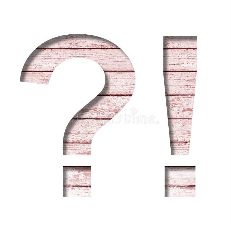 Font on Boards with Old Paint. Exclamation and Question Marks Cut Out ...