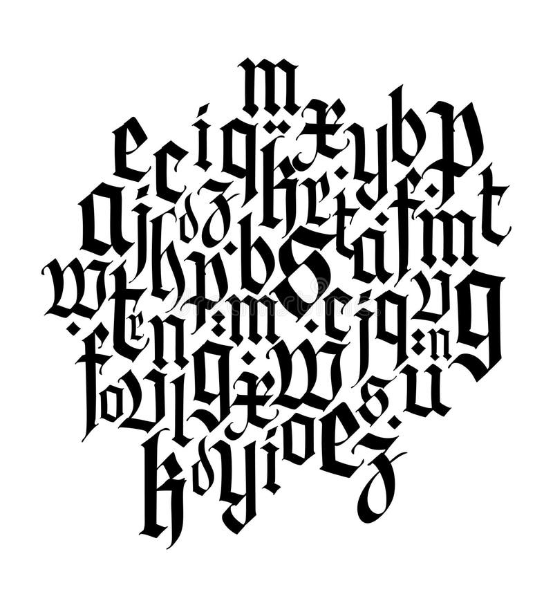 Gothic. Vector. Uppercase and Lowercase Letters on a White Background ...