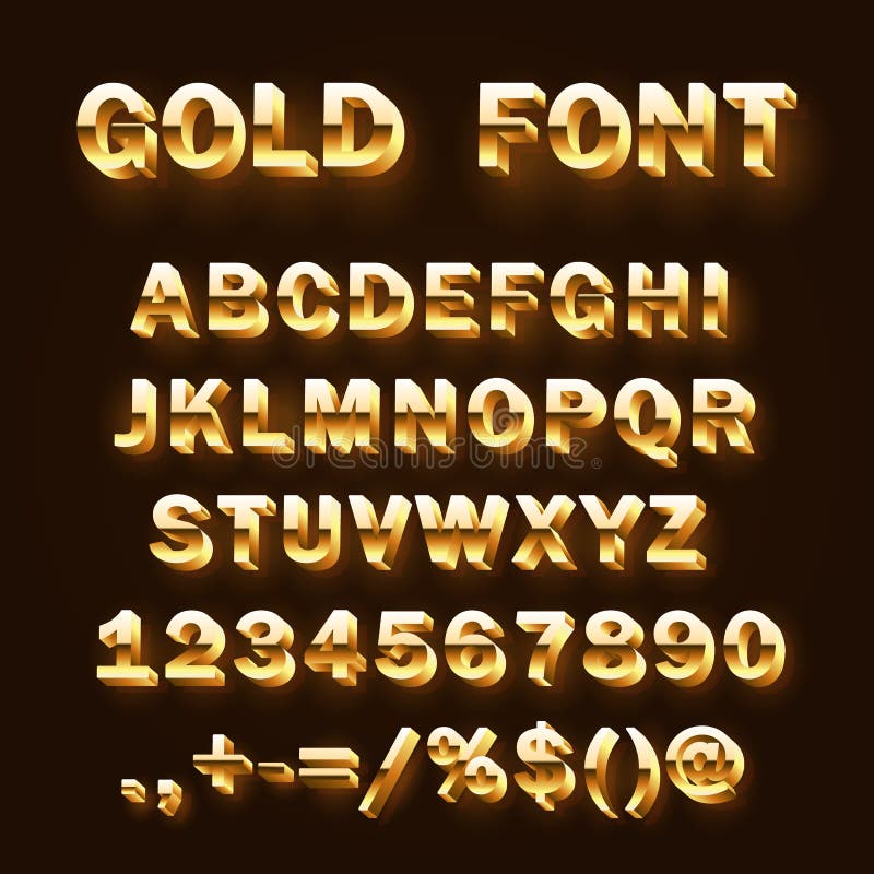 Font 3d Gold Sign Set, Template Design Element, Vector Illustration ...