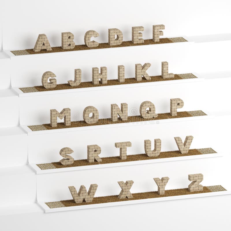 Font 3D Illustration, Big Letters Standing Stock Image - Image of ...