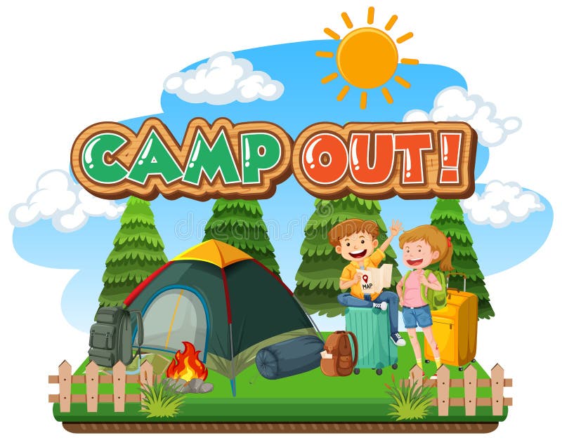 Font Design for Camp Out with Tent in the Park Stock Vector ...