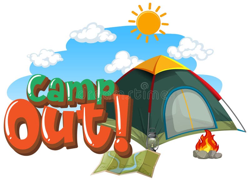 Font Design for Camp Out with Tent in the Park Stock Vector ...