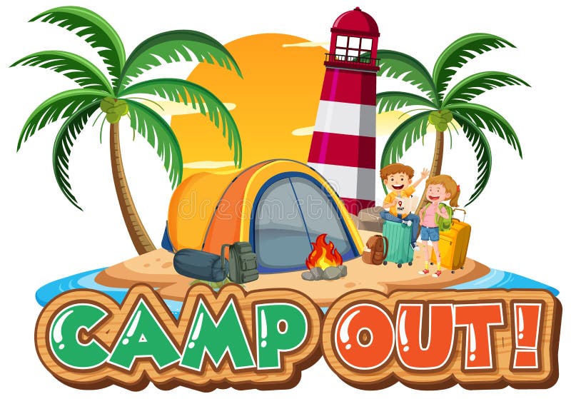 Font Design for Camp Out with Tent in the Park Stock Vector ...