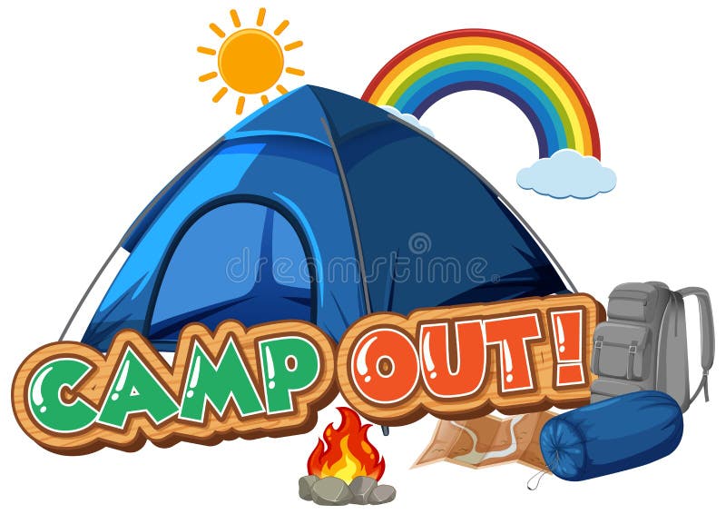 Font Design for Camp Out with Tent in the Park Stock Vector ...