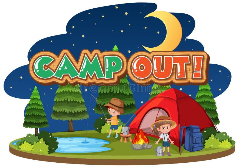 Font Design for Camp Out with Tent in the Park Stock Illustration ...