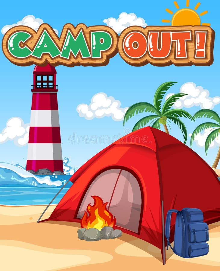 Font Design for Camp Out with Tent in the Park Stock Vector ...