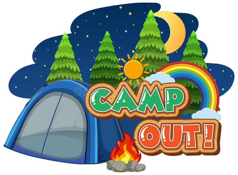 Font Design for Camp Out with Tent in the Park Stock Vector ...